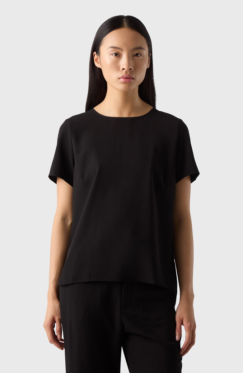 Olga Crepe Top, round neck blouse t-shirt | Marville Road