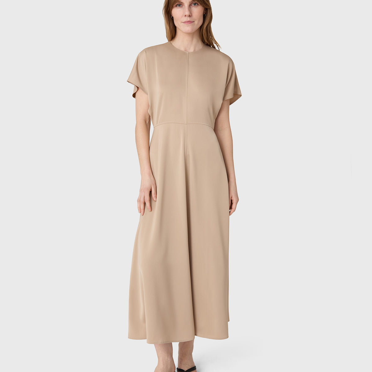 Shop The Rhonda Satin Dress Beige – Marville Road